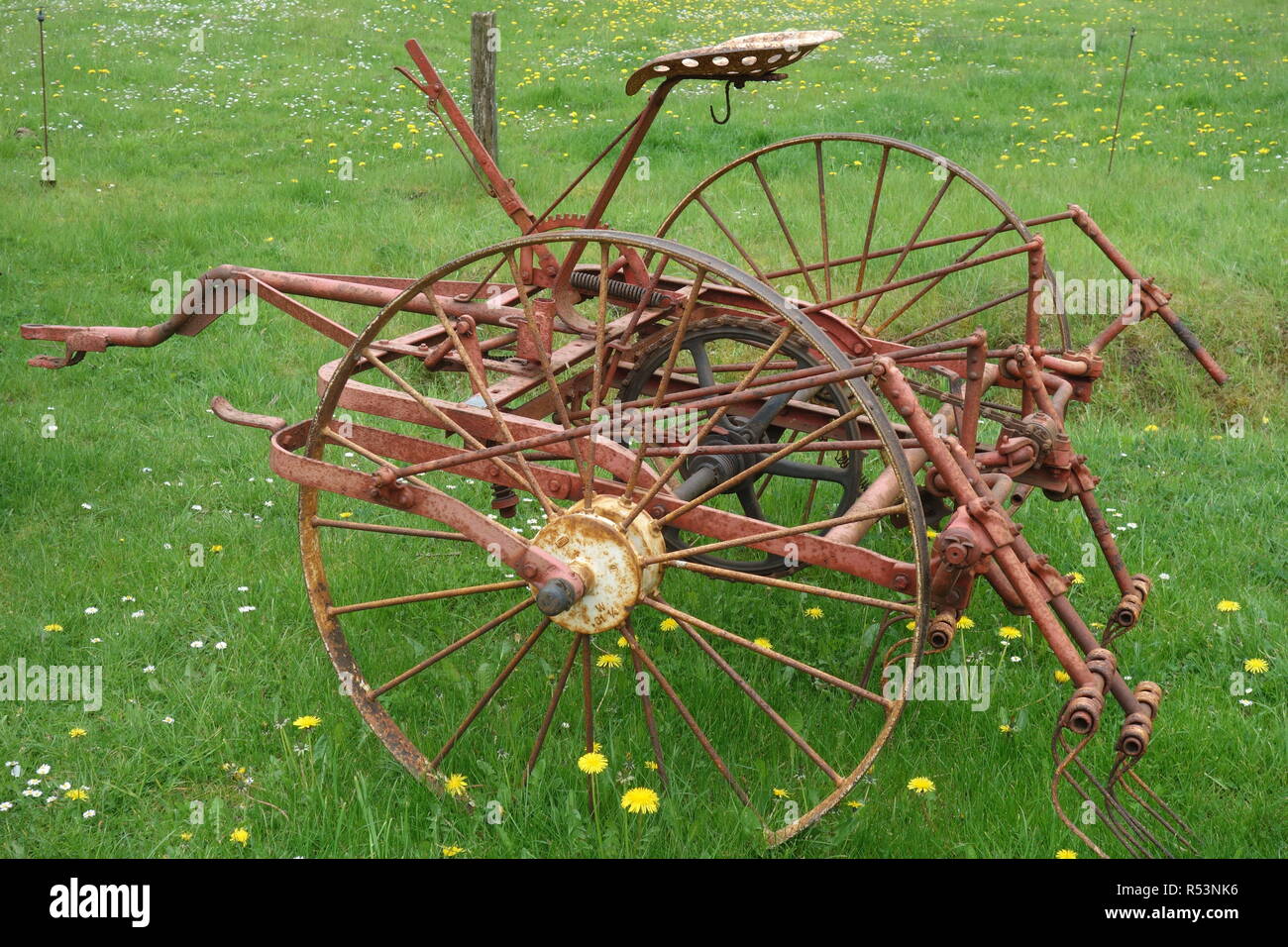 historic hay tedder Stock Photo - Alamy