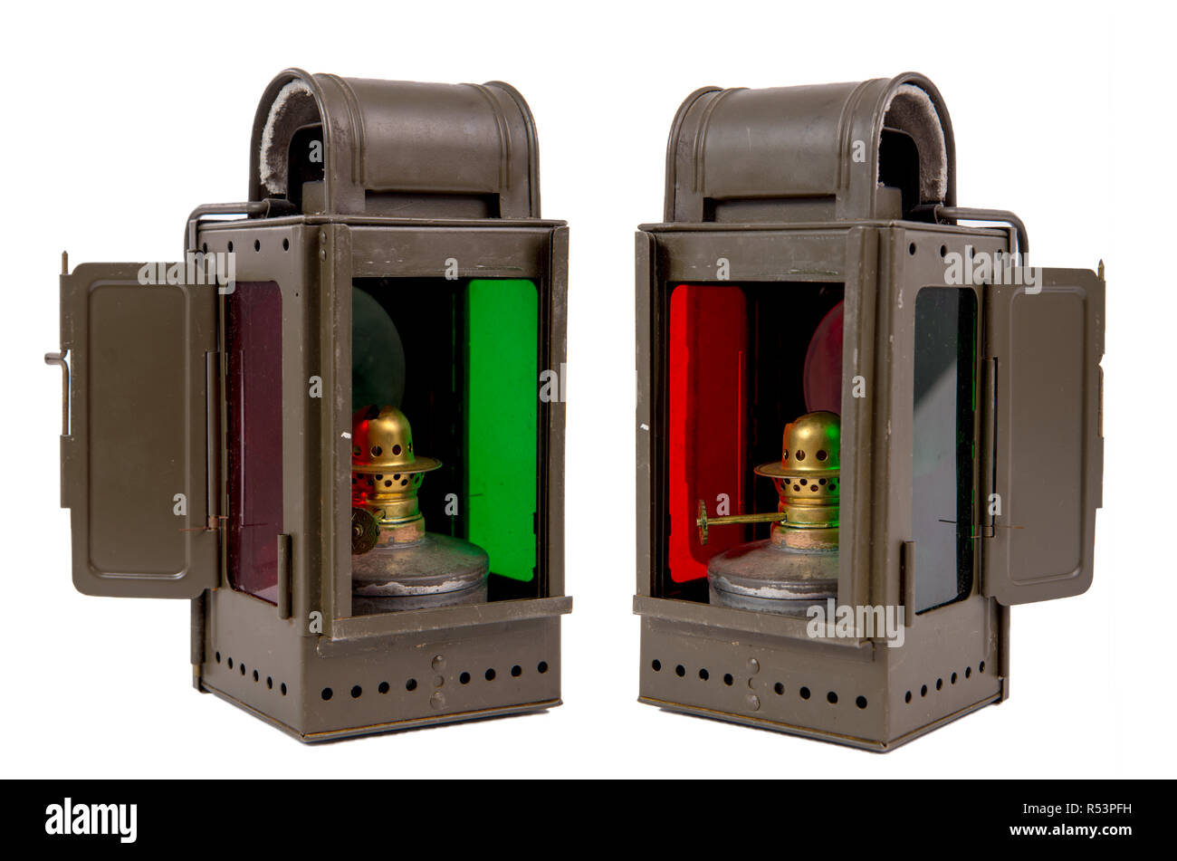 Old vintage military lantern isolated on white background Stock Photo ...