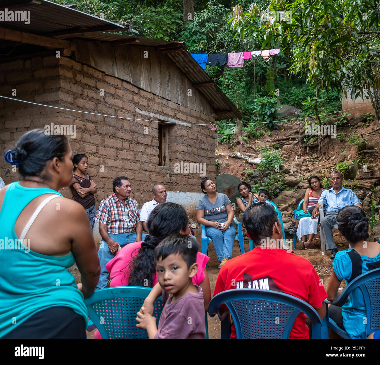 Guazacapan Guatemala 11/25/2018 village meeting in remote jungle Stock ...