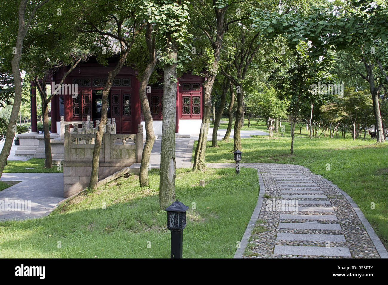 stone path park china trees Stock Photo - Alamy