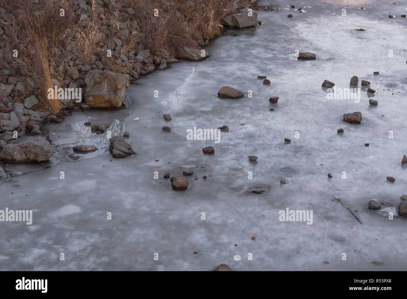the river ruhr frozen over Stock Photo - Alamy