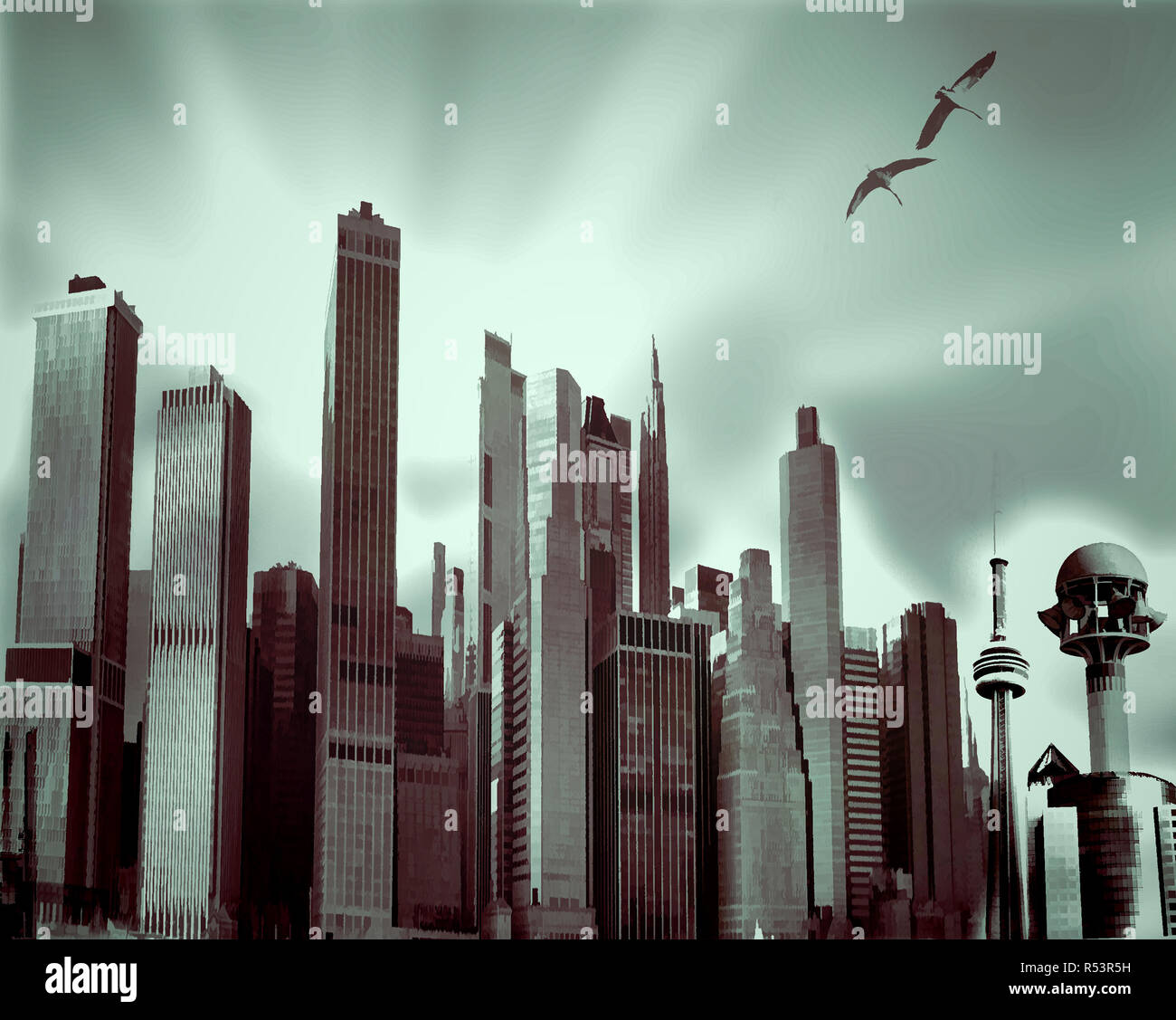 Abstract image of a virtual urban landscape Stock Photo - Alamy