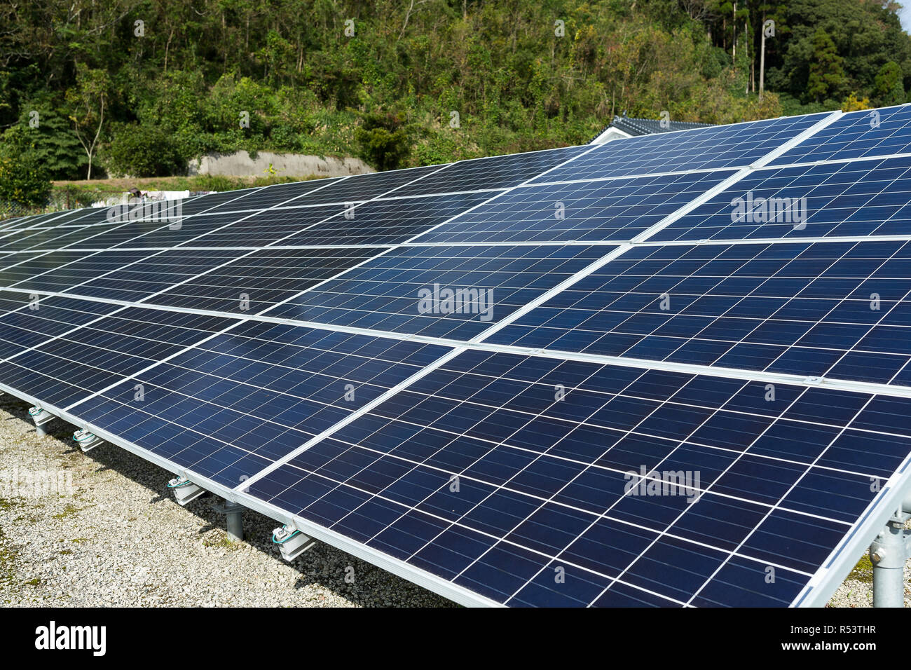 Solar panel station Stock Photo - Alamy