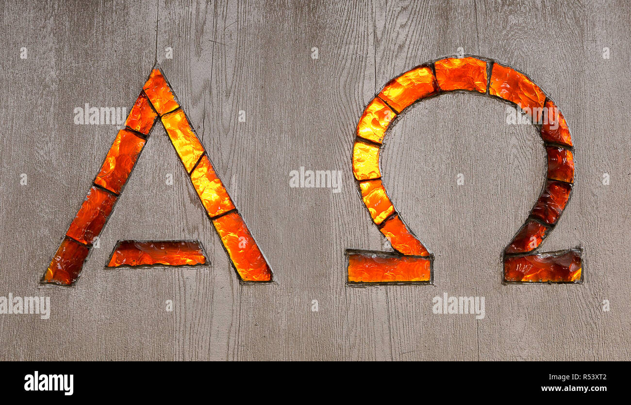 Alpha and Omega Signs Stock Photo - Alamy