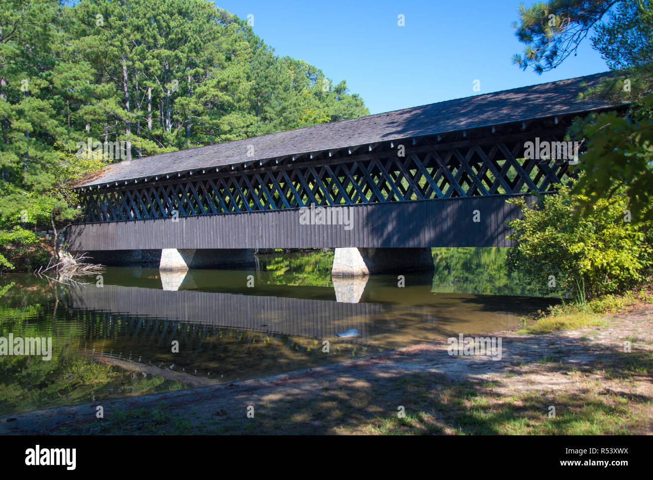 Wooden Covered Bridge Stock Photo - Alamy