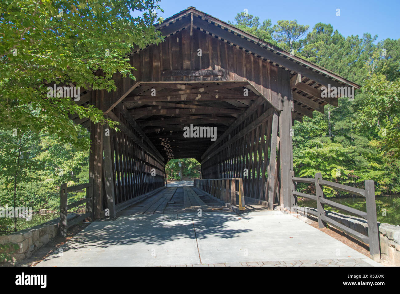 Wooden Covered Bridge Stock Photo - Alamy