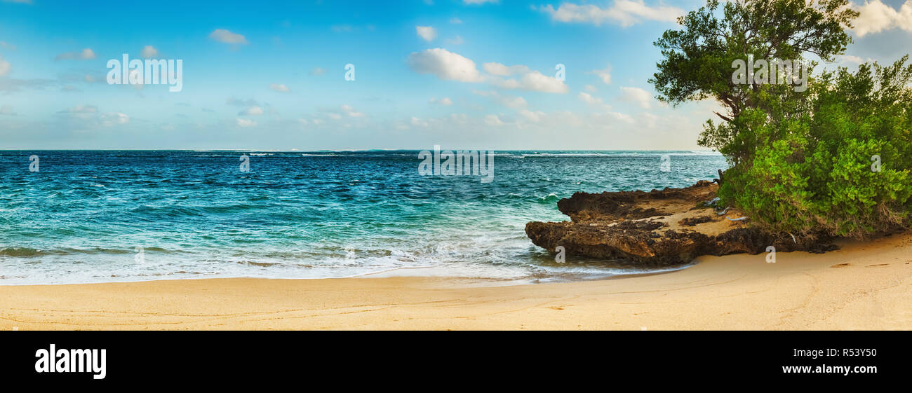 Sandy tropical beach. Panorama Stock Photo - Alamy
