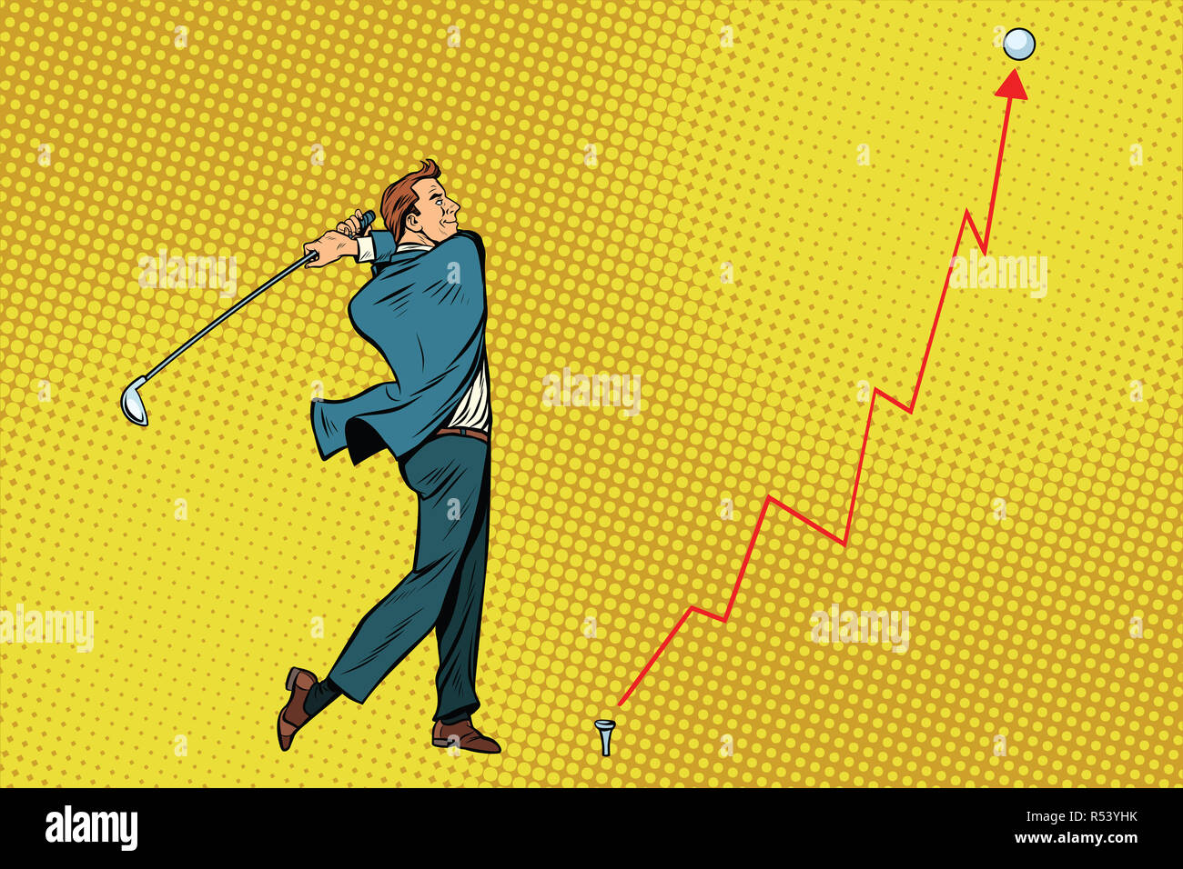 Businessman Golf shot, profit graph Stock Photo - Alamy