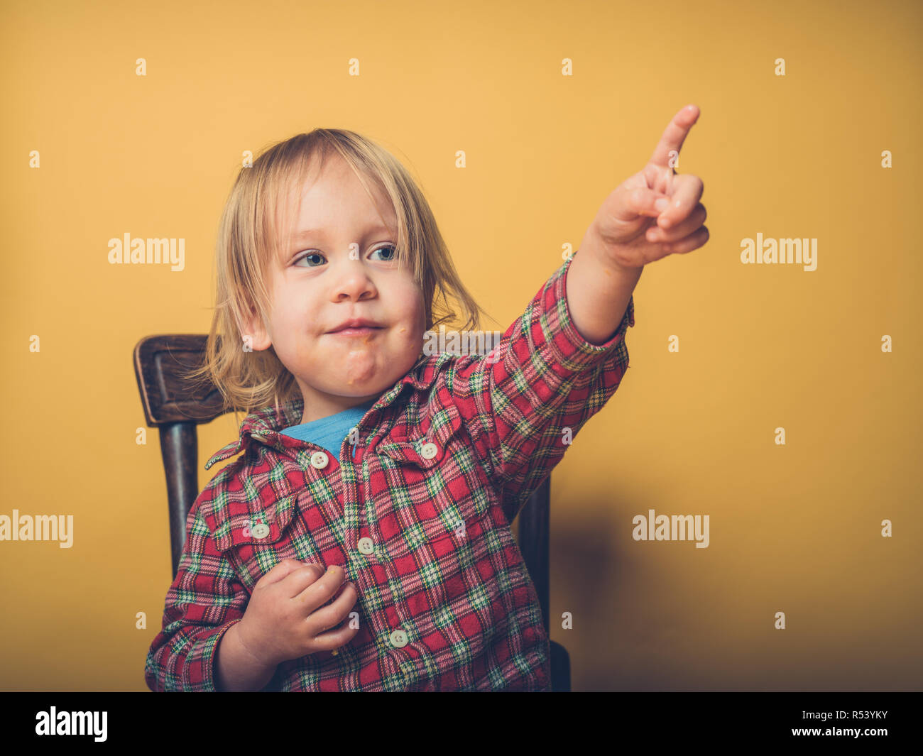 A little toddler boy is pointing Stock Photo - Alamy