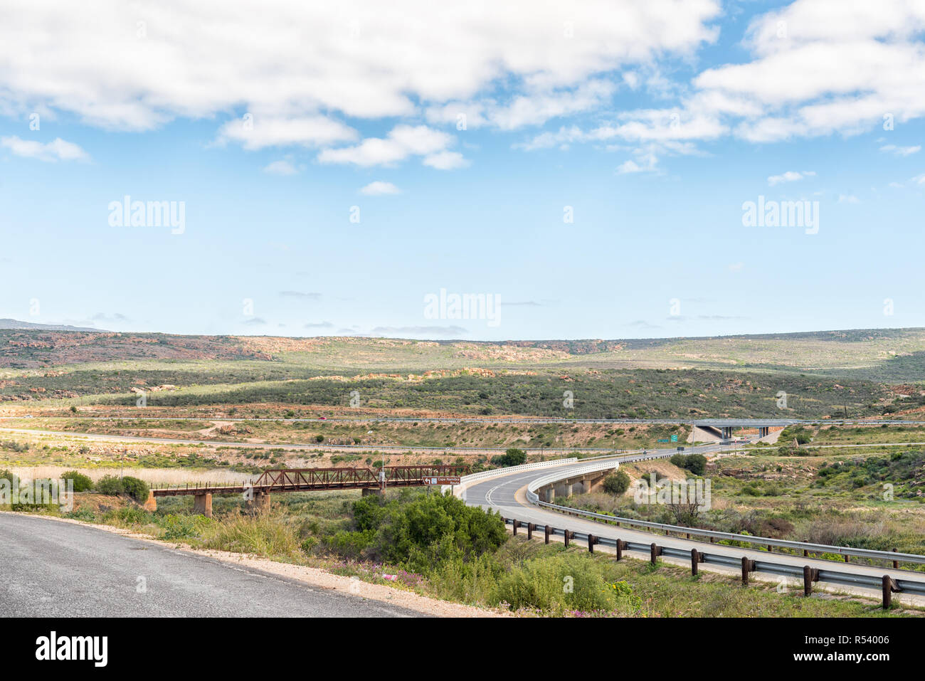 The road interchange on road N7 at Clanwilliam. The old road bridge is ...