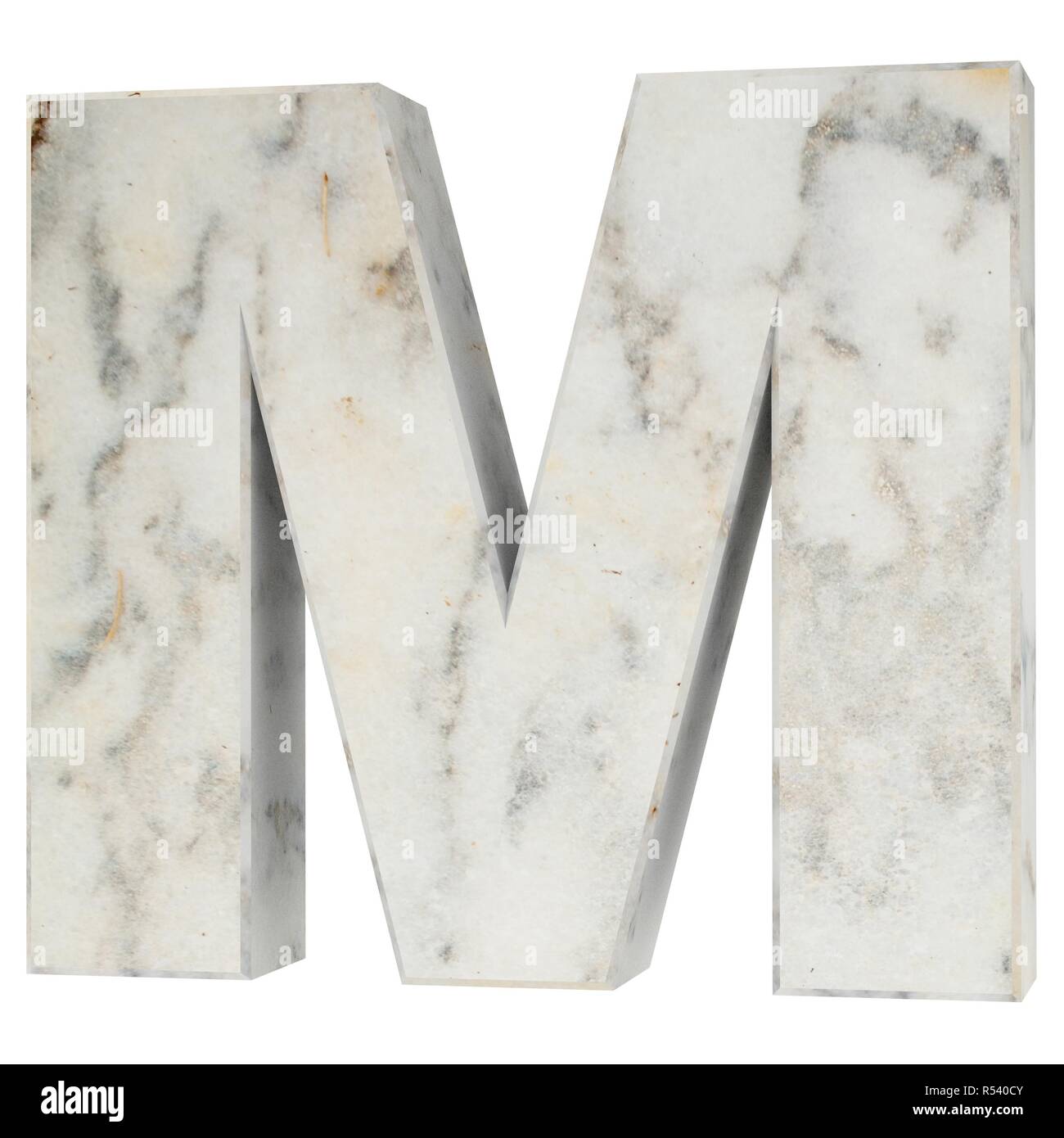 The Capital Letter - M from stone. 3D Render Illustration Stock Photo ...