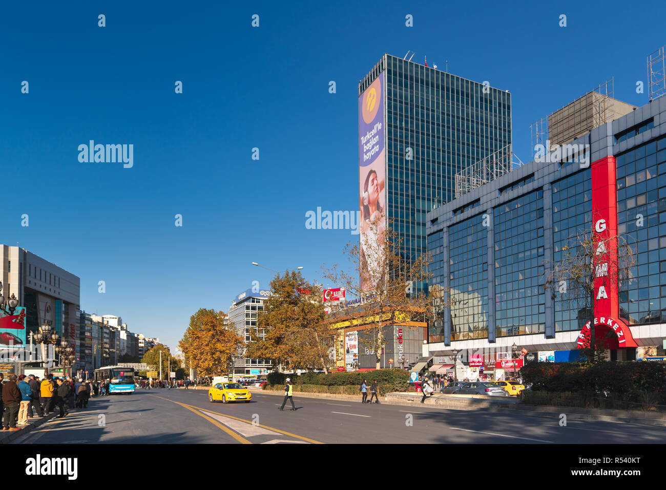 Ankara/Turkey-November 24 2018: Kizilay square and skyscraper, Ankara ...