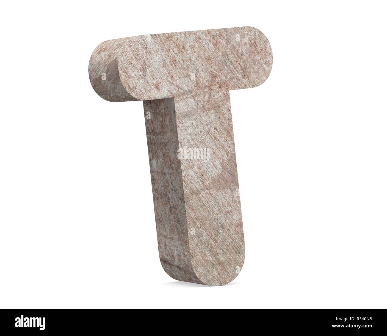 Conceptual old rusted metal capital letter -T, iron or steel industry ...