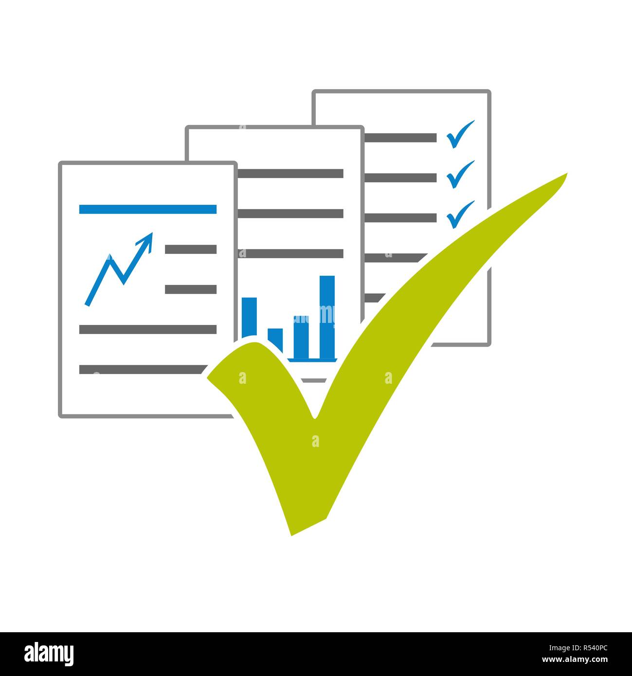 icon papers with green tick Stock Photo - Alamy