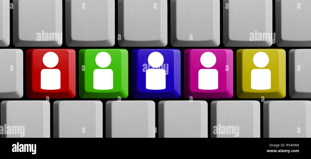 keyboard: people group online Stock Photo - Alamy