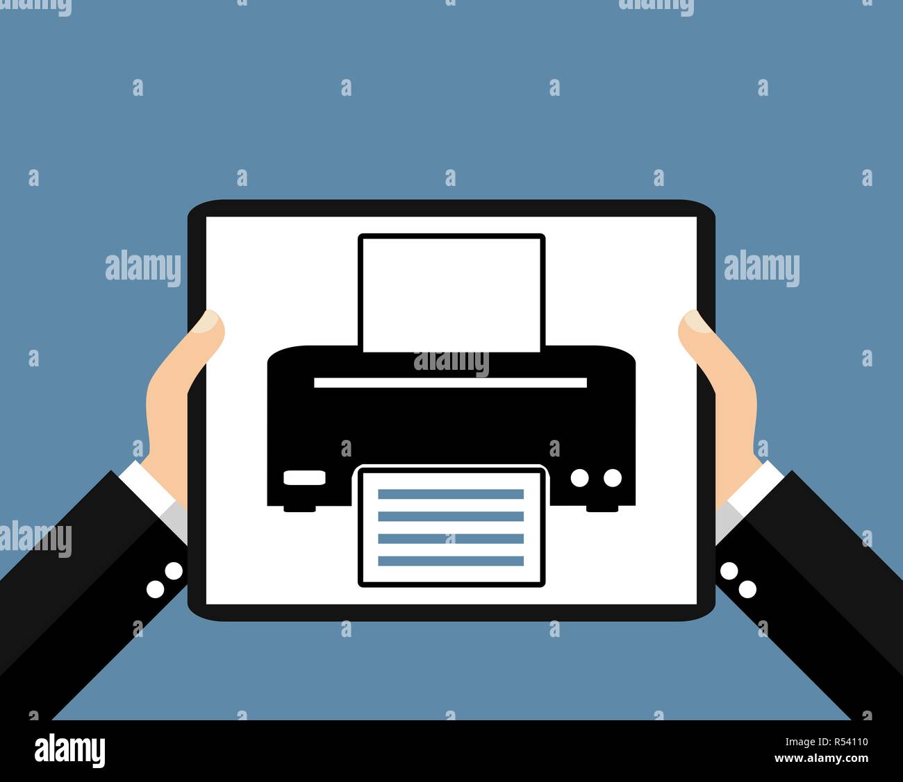 printing with tablet - flat design Stock Photo - Alamy