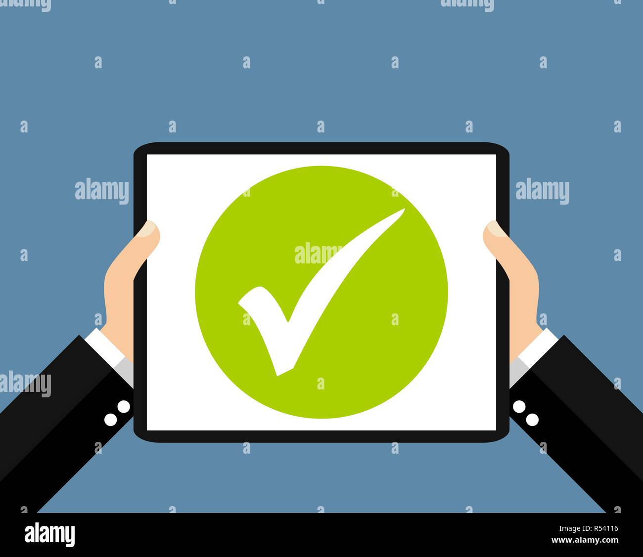 Hand smartphone tick solution hi-res stock photography and images - Alamy