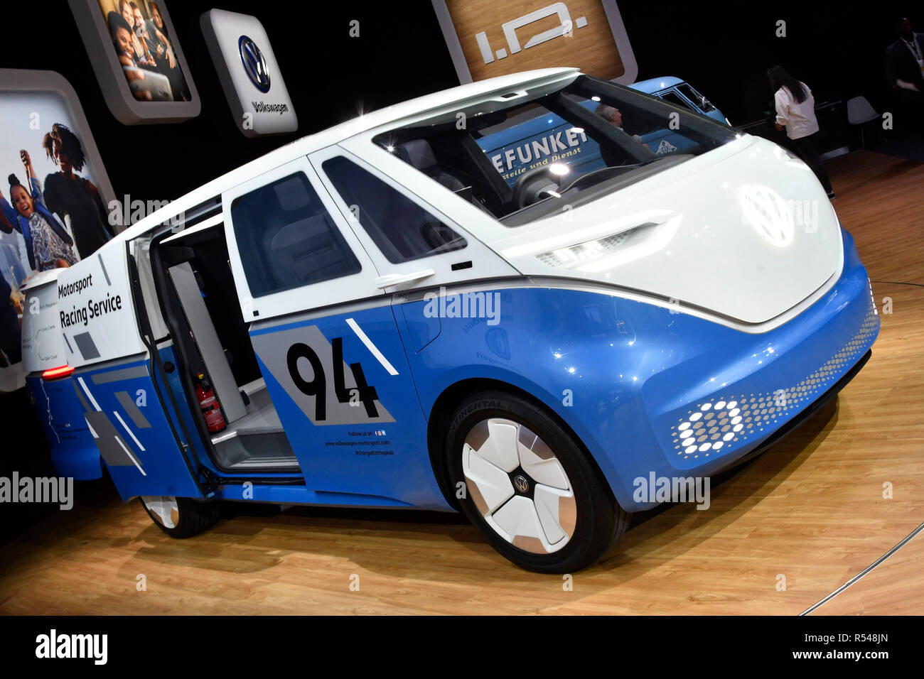 New VW bus race service van on display during the 2018 Los Angeles Auto ...