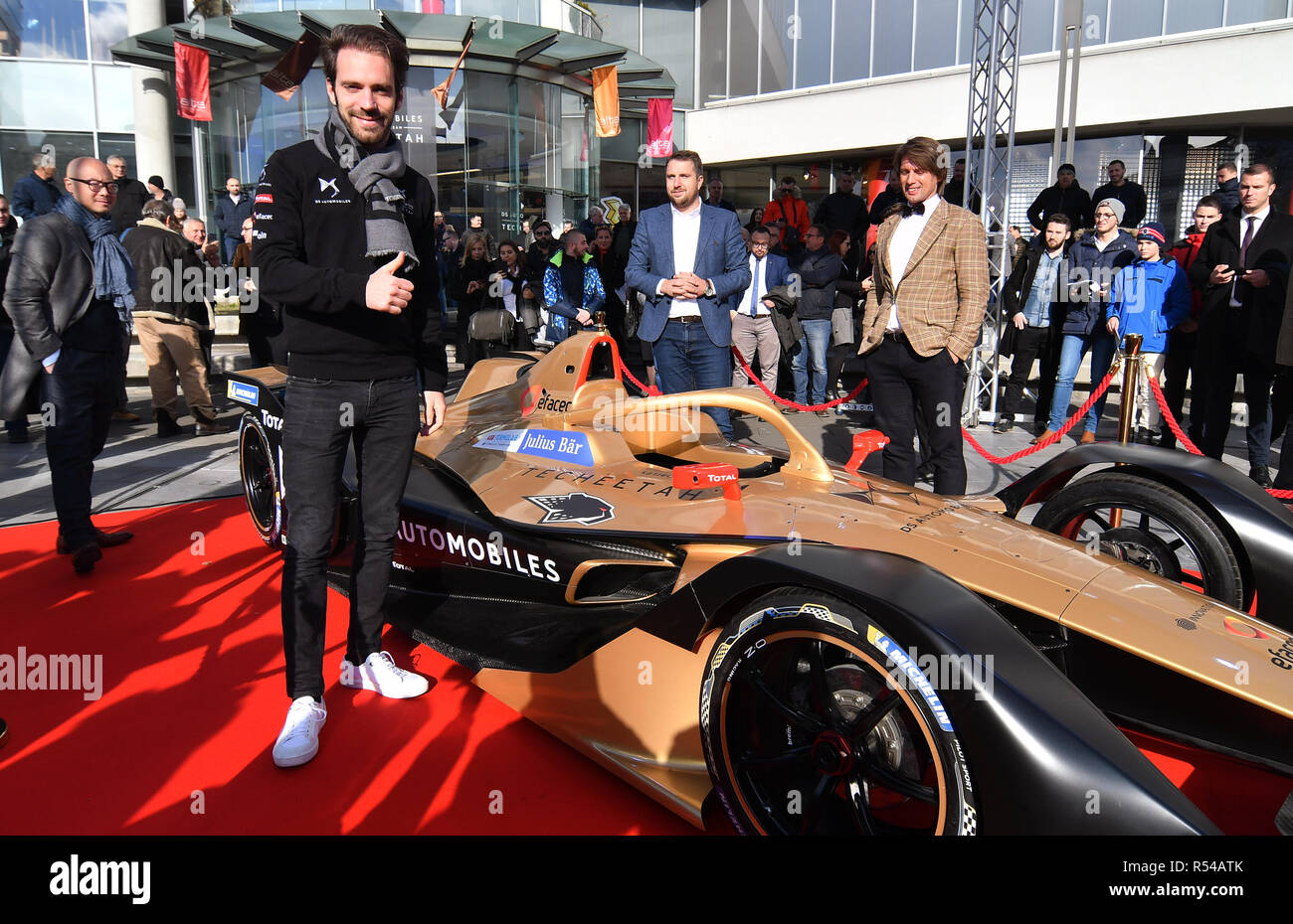 Sarajevo. 30th Nov, 2018. Formula E driver Jean Eric Vergne (Front ...