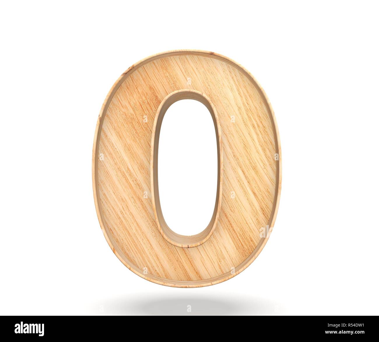 Decorative wooden alphabet digit zero symbol - 0. 3d rendering ...