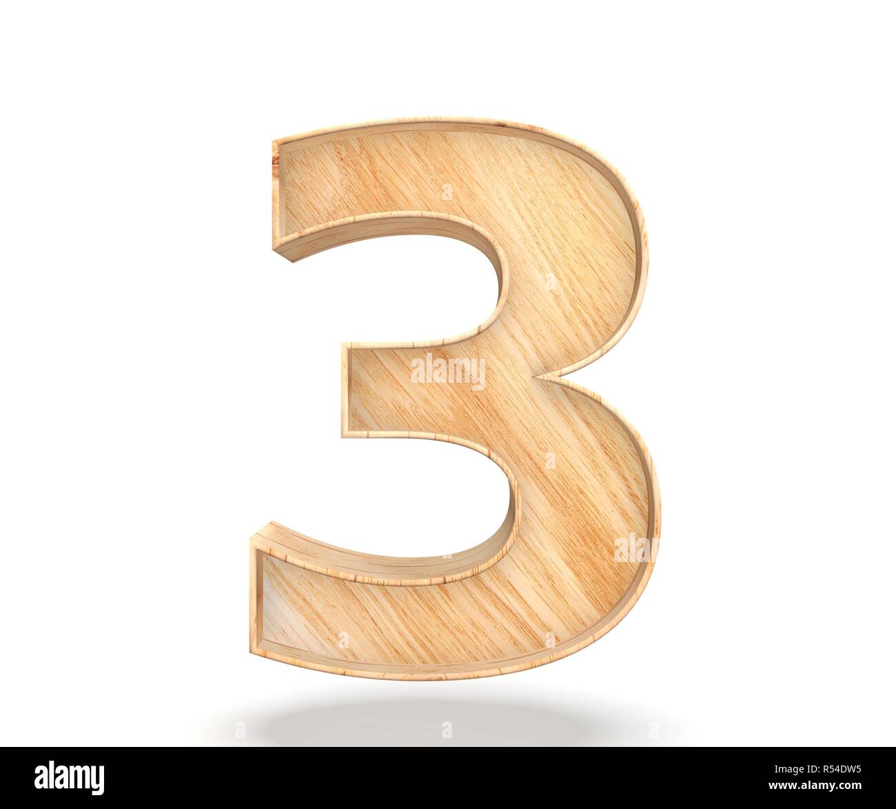 Decorative wooden alphabet digit zero symbol - 3. 3d rendering ...