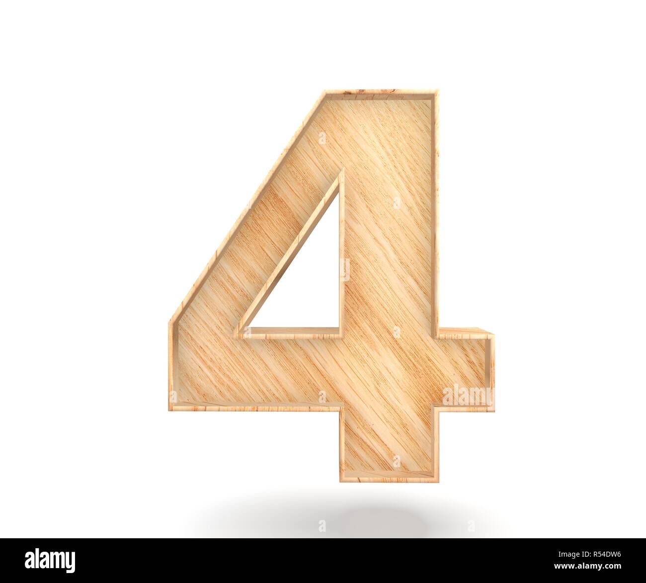 Decorative wooden alphabet digit zero symbol - 4. 3d rendering ...