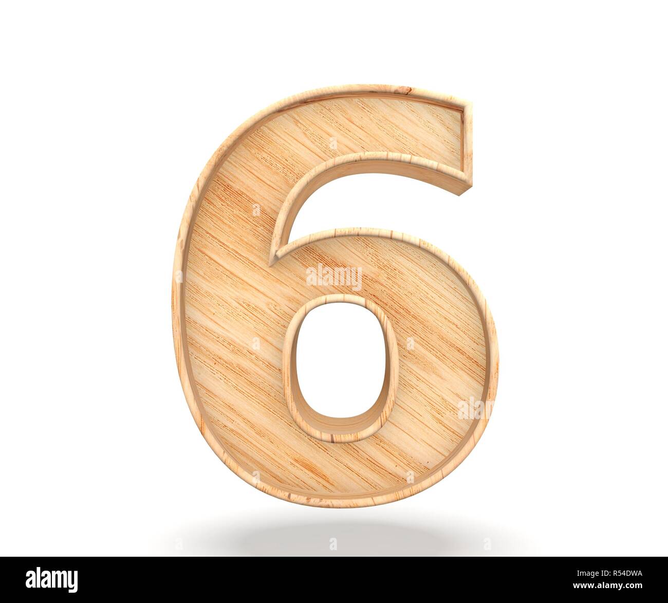 Decorative wooden alphabet digit zero symbol - 6. 3d rendering ...