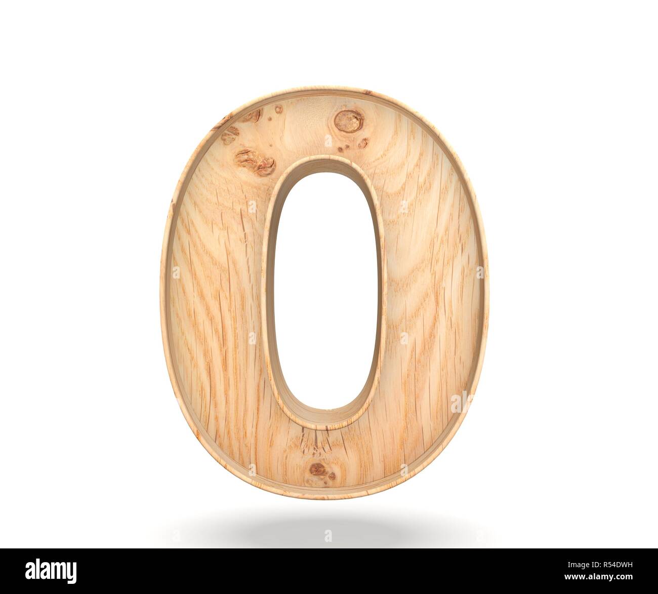 Decorative wooden alphabet digit zero symbol - 0. 3d rendering ...