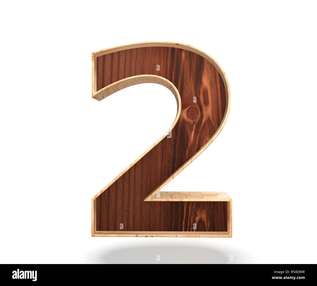 Decorative wooden alphabet digit zero symbol - 2. 3d rendering ...