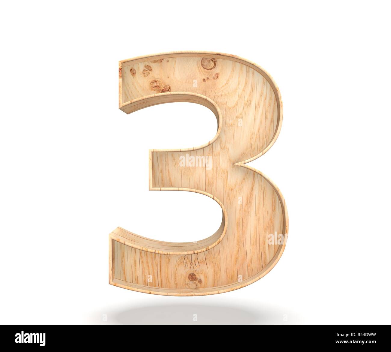 Decorative wooden alphabet digit zero symbol - 3. 3d rendering ...