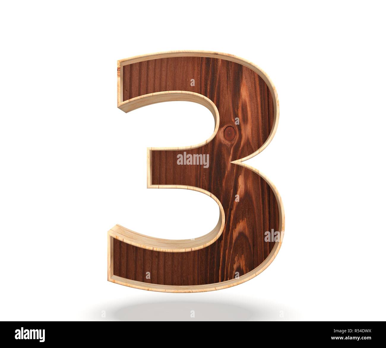 Decorative wooden alphabet digit zero symbol - 3. 3d rendering ...