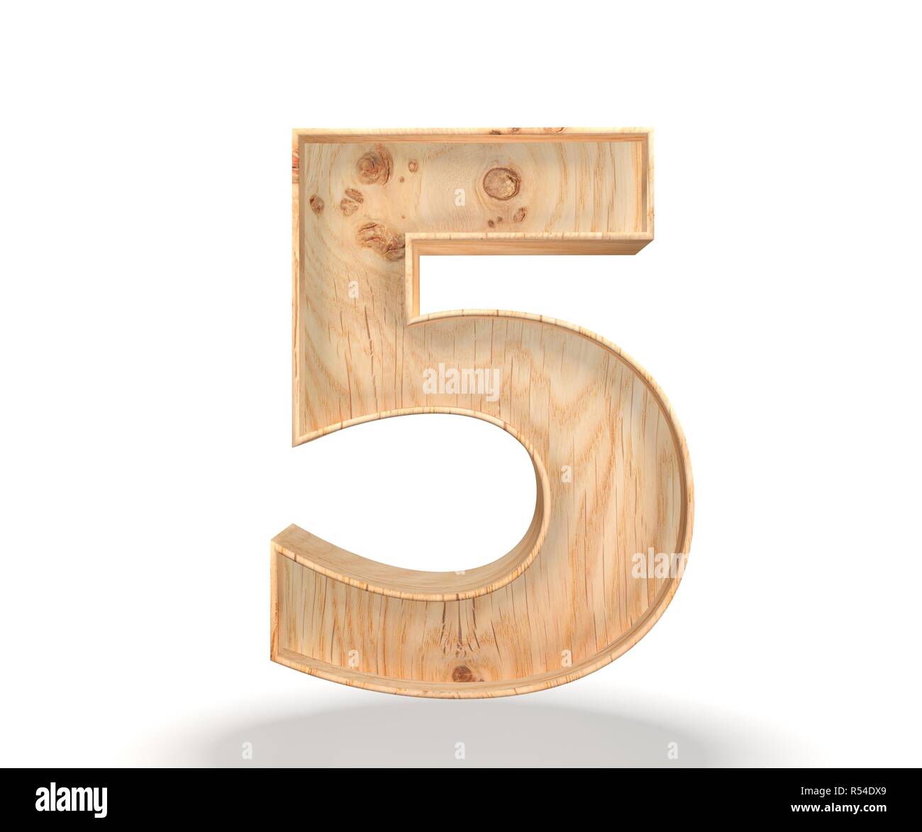 Decorative wooden alphabet digit zero symbol - 5. 3d rendering ...