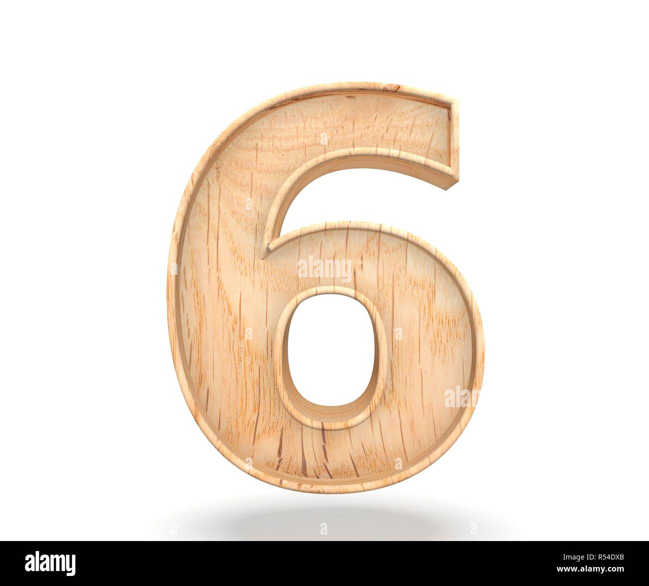 Decorative wooden alphabet digit zero symbol - 6. 3d rendering ...