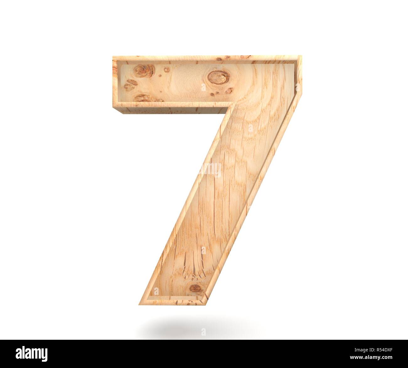 Decorative wooden alphabet digit zero symbol - 7. 3d rendering ...