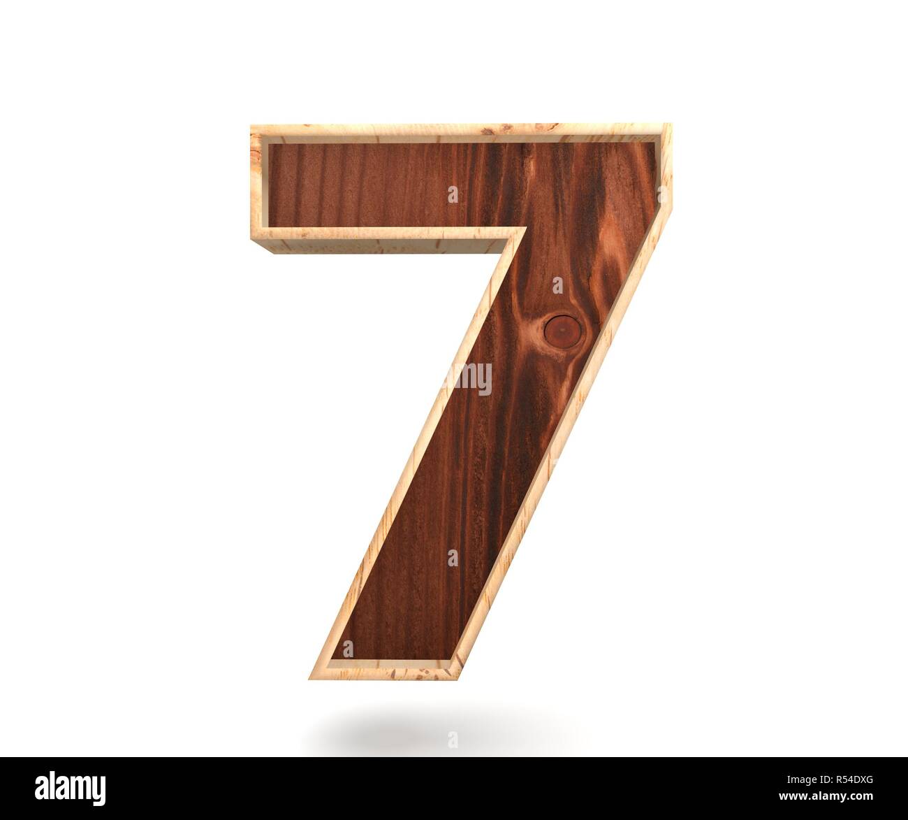 Decorative wooden alphabet digit zero symbol - 7. 3d rendering ...