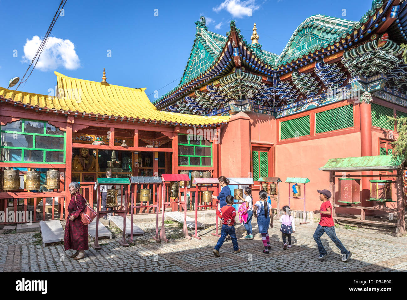 Ulaanbaatar, Mongolia - Sept 10th 2018 - The Gandantegchinlen Monastery ...