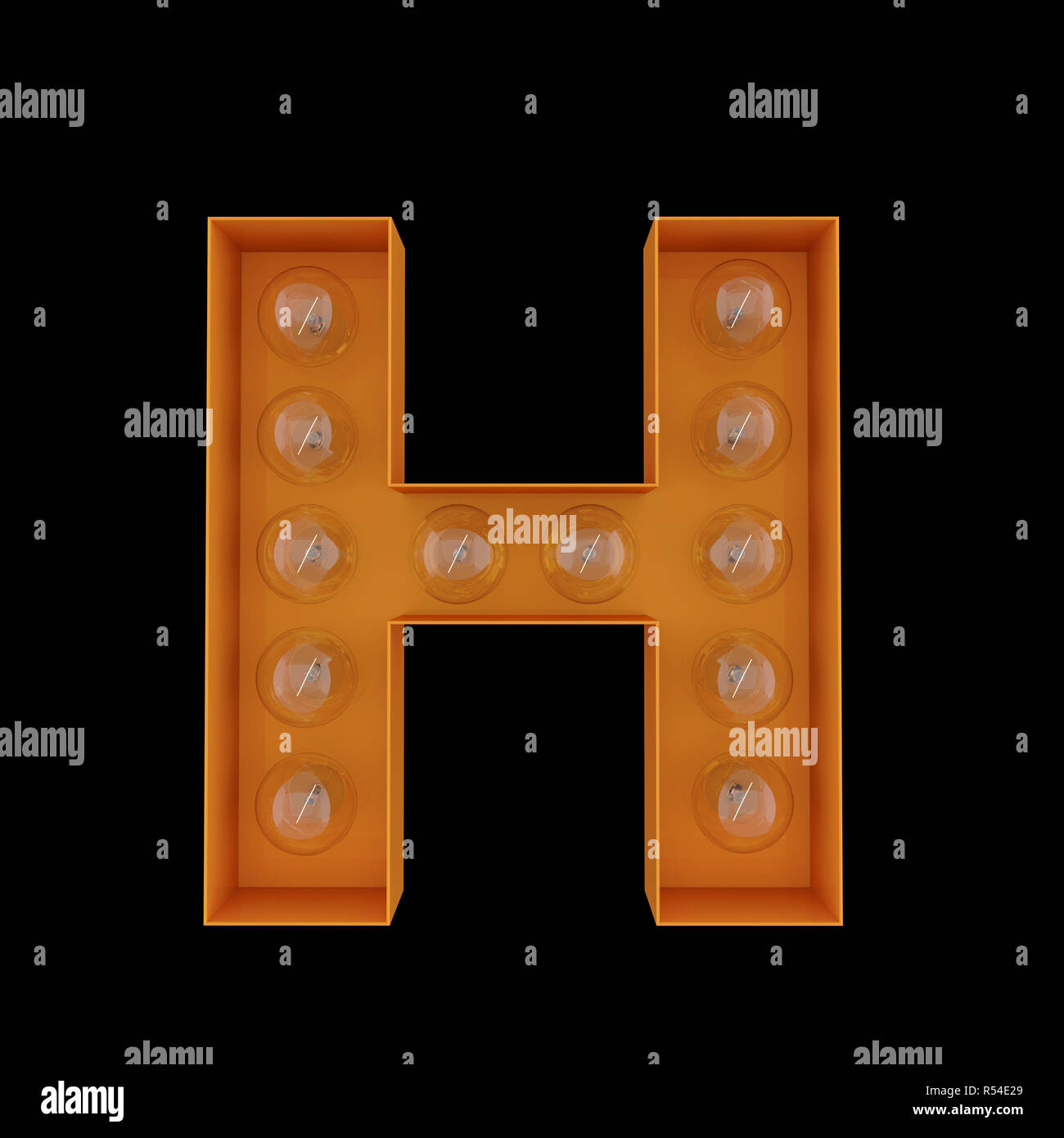 3D Illustration. The capital letter H with light bulbs Stock Photo - Alamy