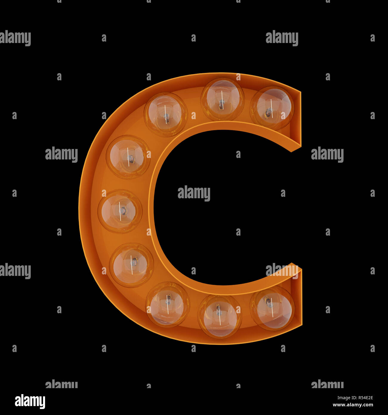 3D Illustration. The capital letter C with light bulbs Stock Photo - Alamy