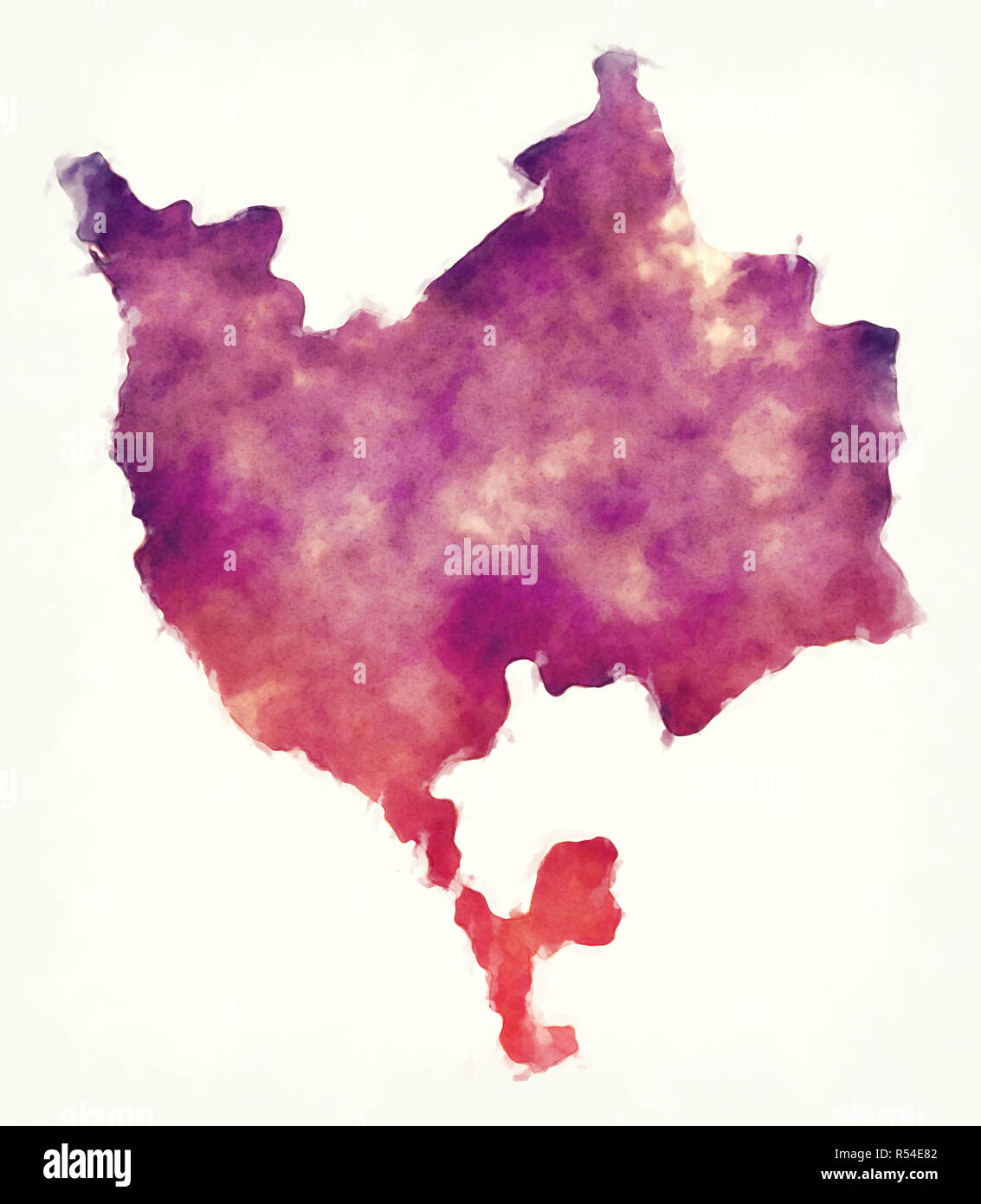 Mecca region watercolor map of Saudi Arabia in front of a white ...