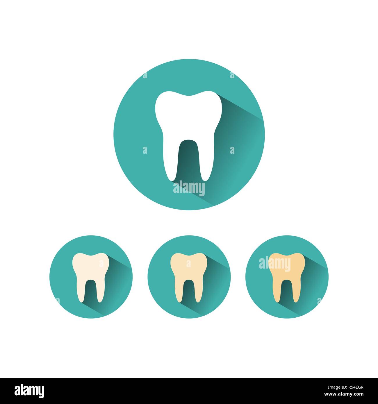 Tooth flat icon on different green circles with shadows. Vector ...