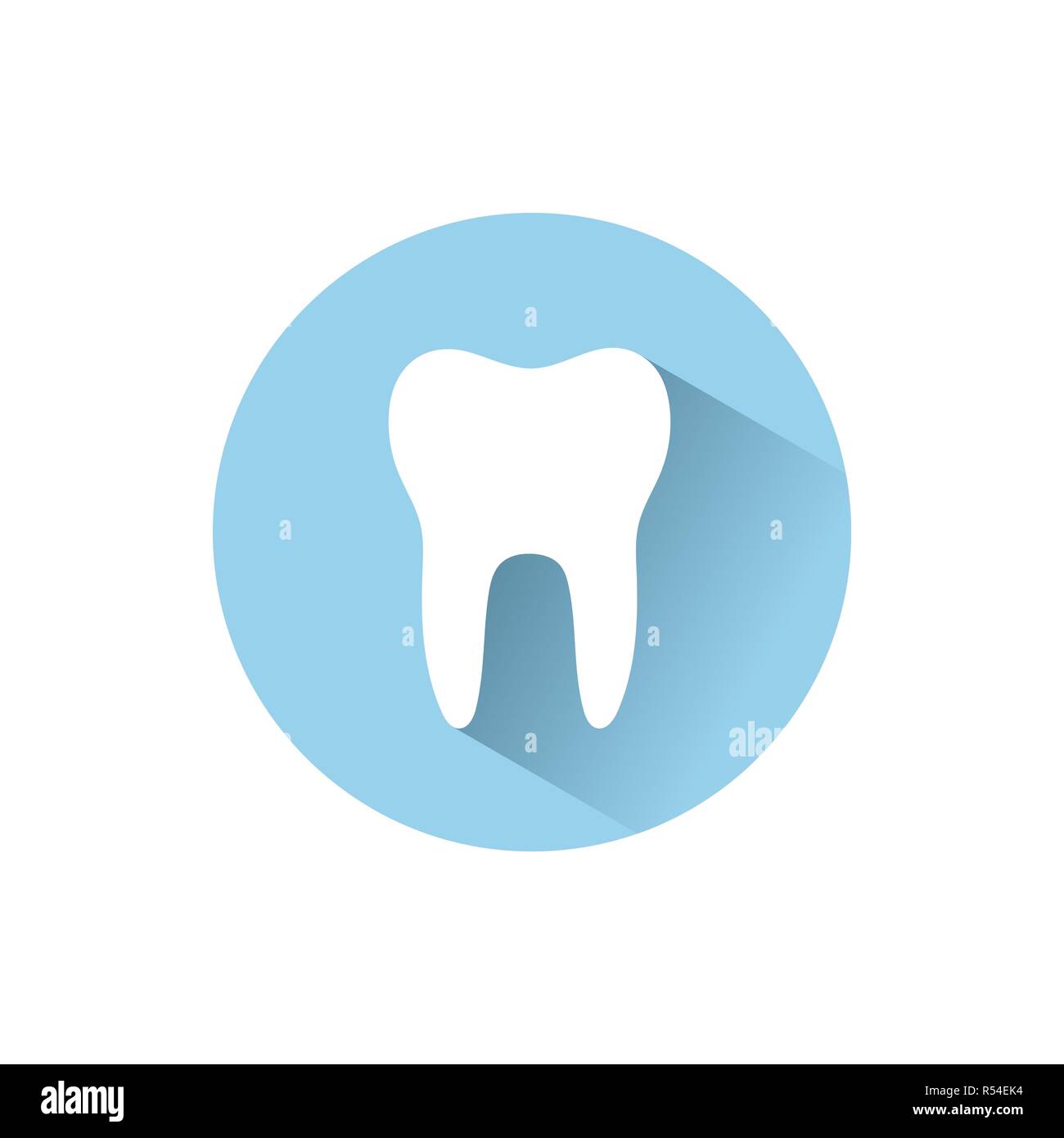 Tooth flat icon with shadow on a blue circle. Vector illustration Stock ...