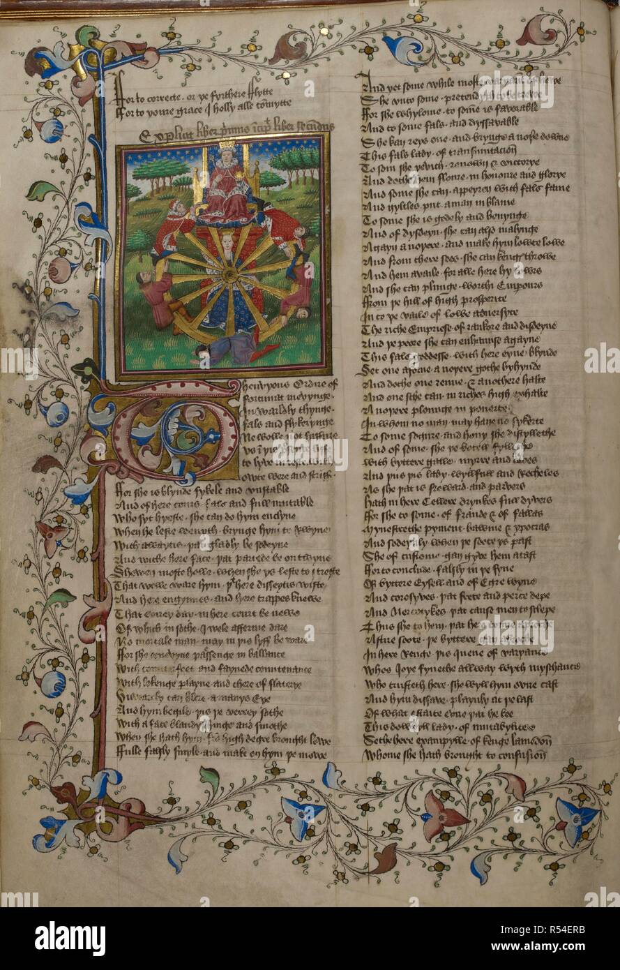 The Wheel of Fortune with a crowned figure at the top. Troy Book and ...