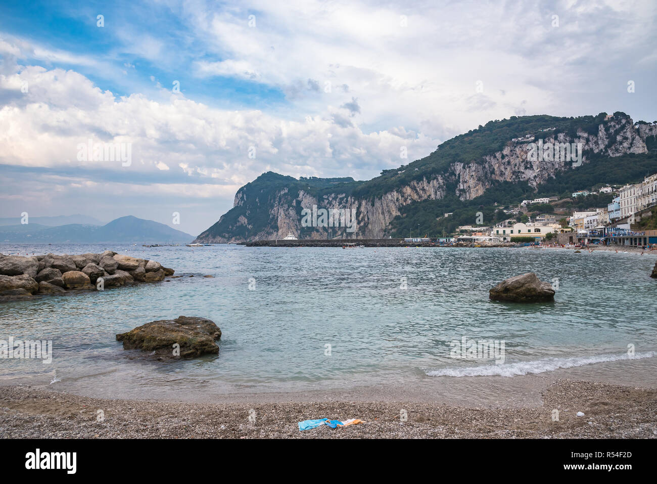 view of public beach on capri island Stock Photo - Alamy