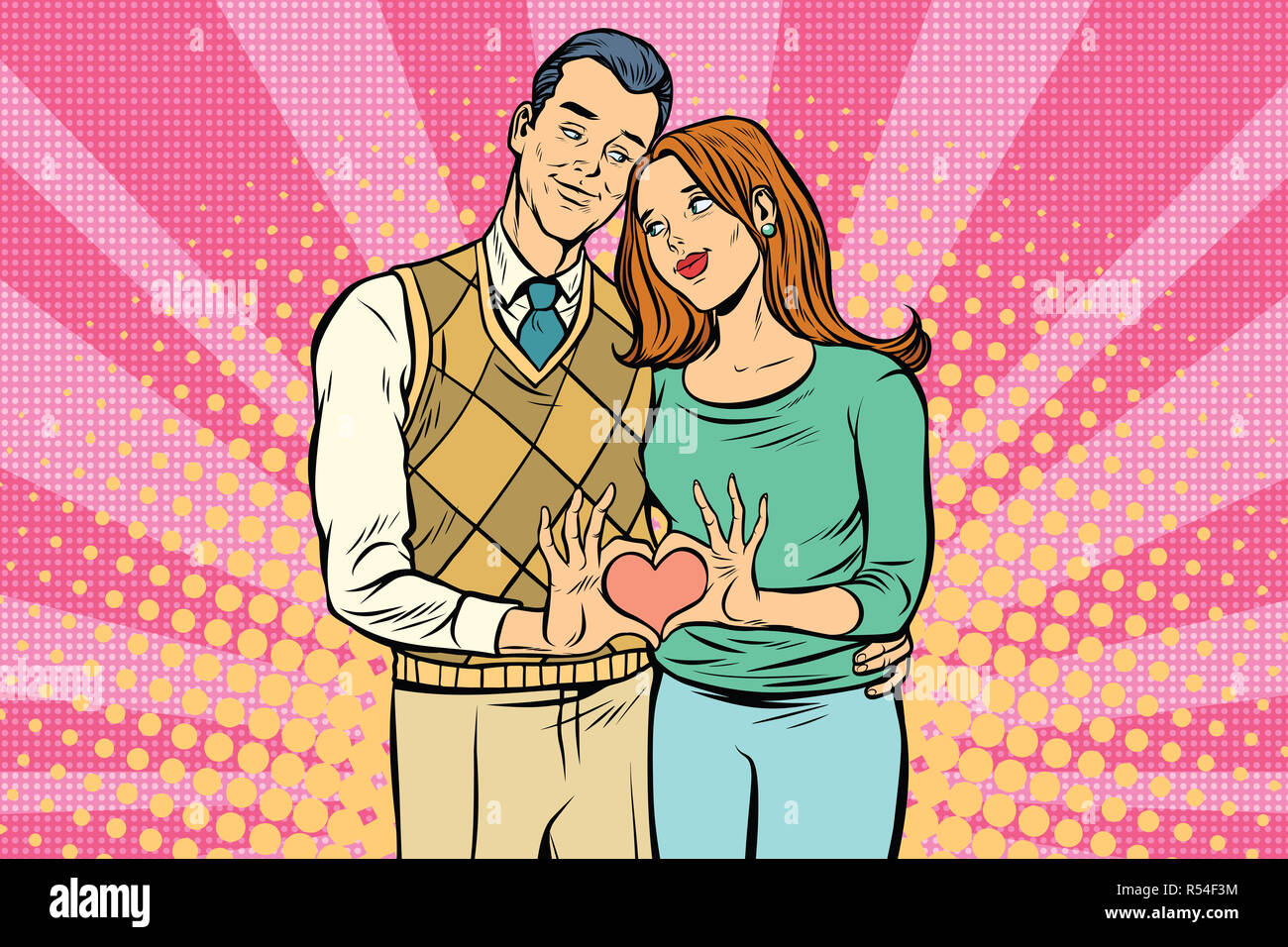 Cute couple, hand gesture a heart of love Stock Photo - Alamy