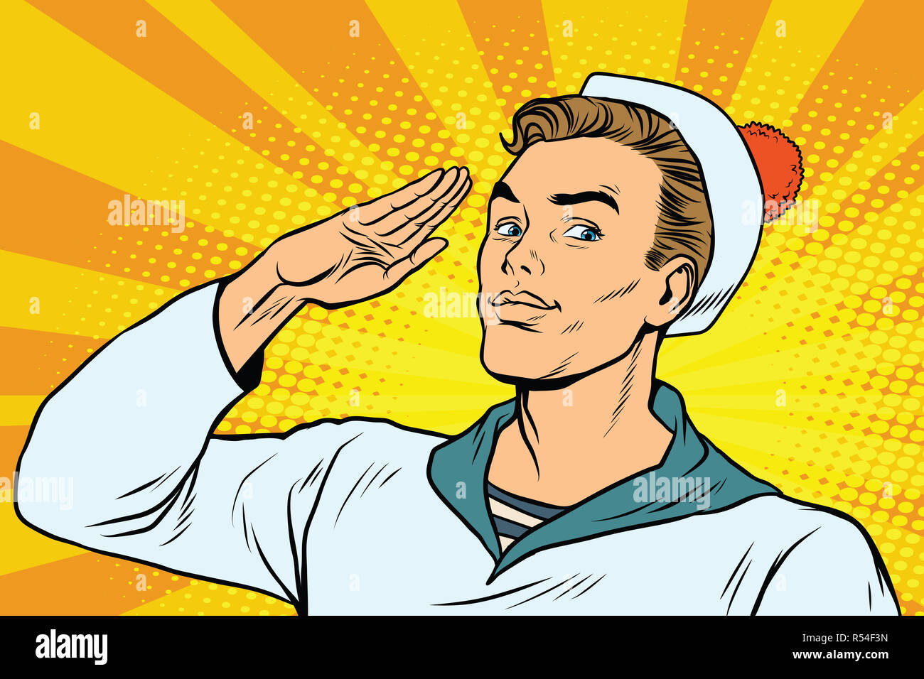 beautiful sailor salutes, the marine profession Stock Photo - Alamy