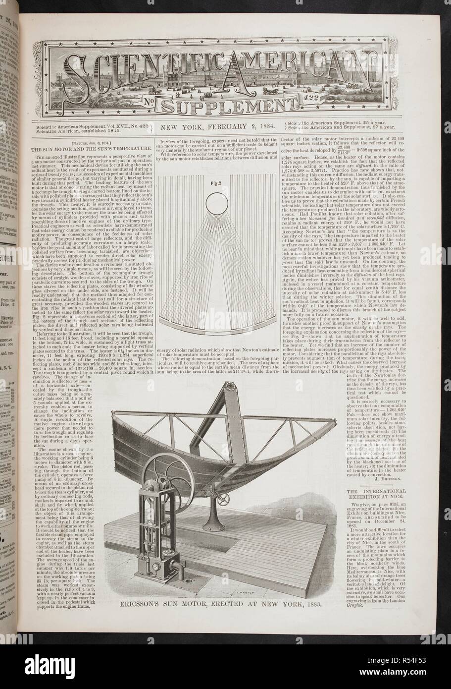 Article on 'the sun motor and the sun's temperature.' Illustration ...