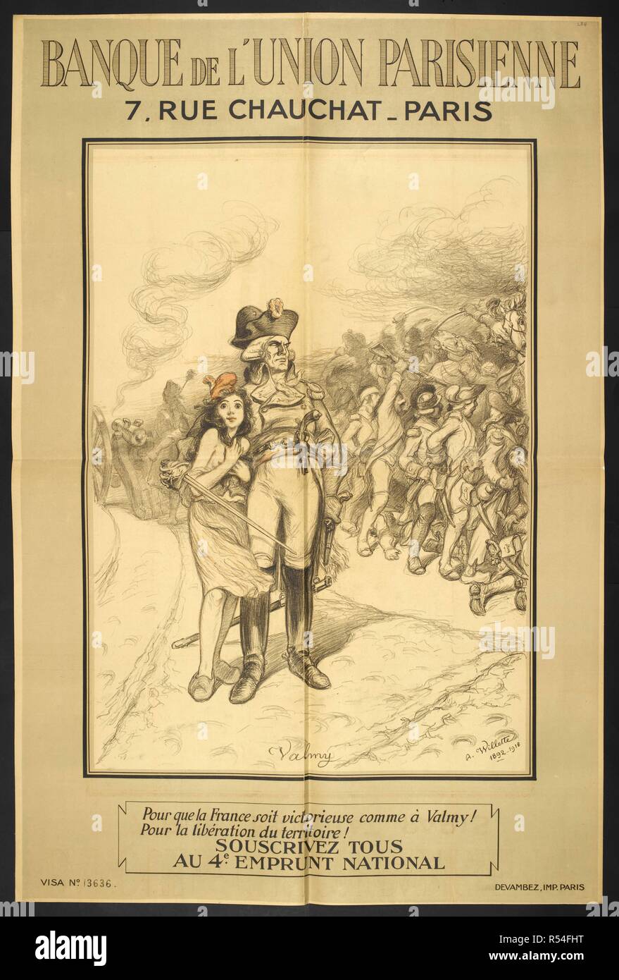 A French propaganda poster showing French soldiers dressed in 18th ...