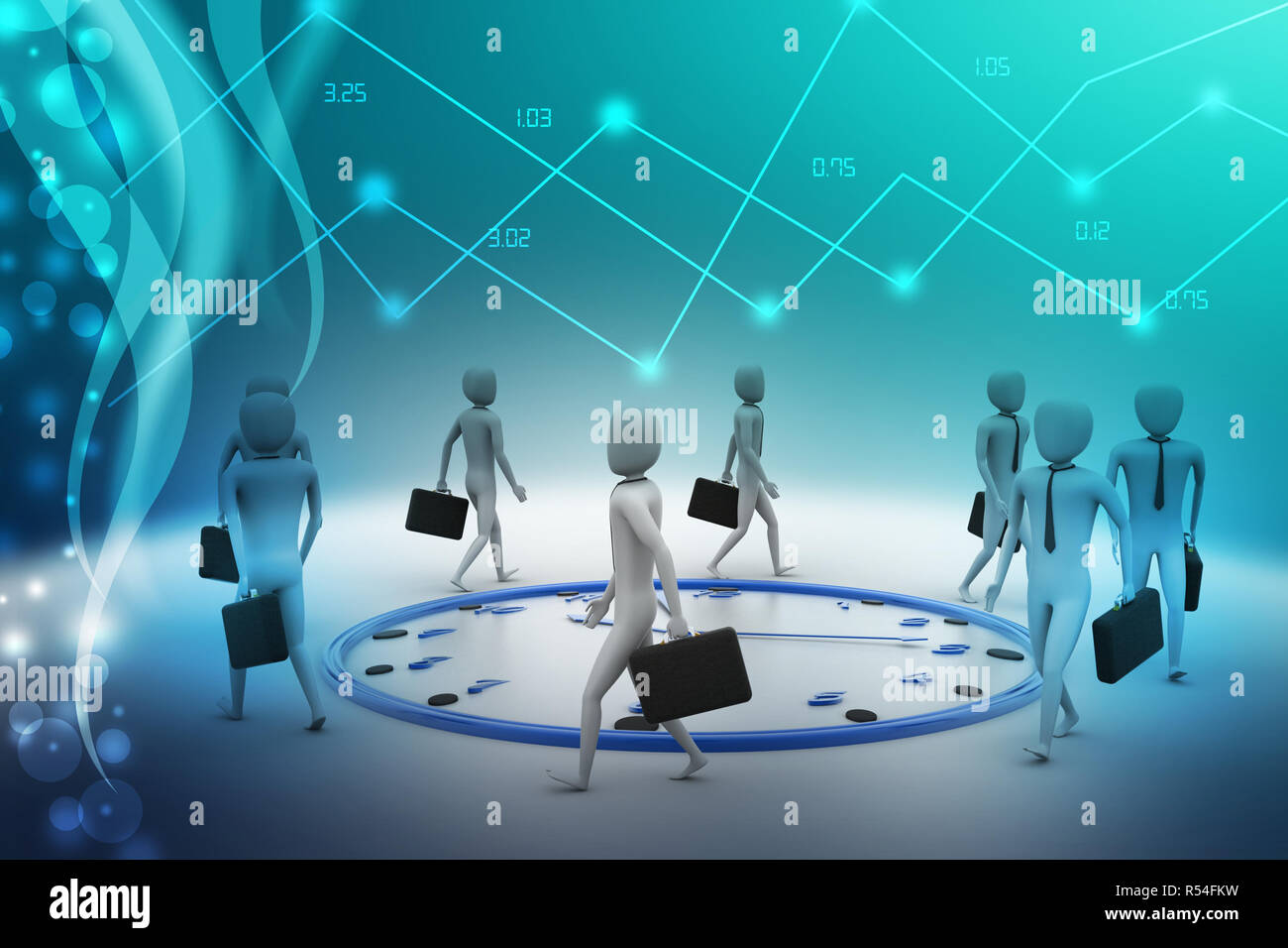 Business man walk around the clock Stock Photo - Alamy