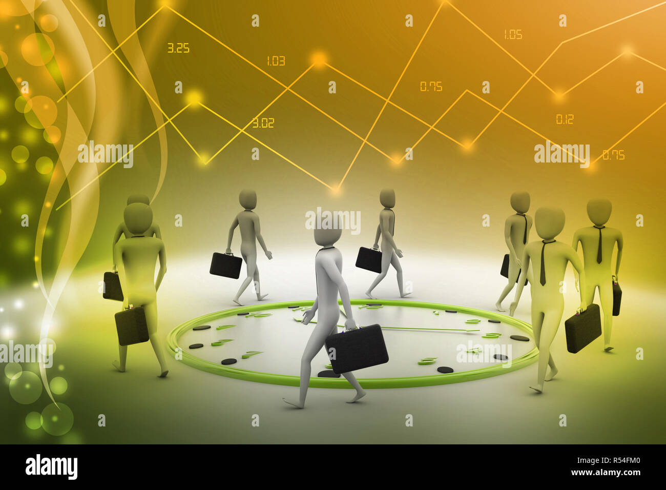 Business man walk around the clock Stock Photo - Alamy