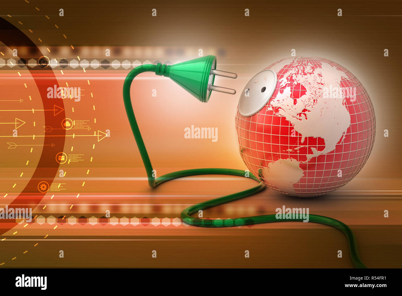 earth globe with power cable Stock Photo - Alamy